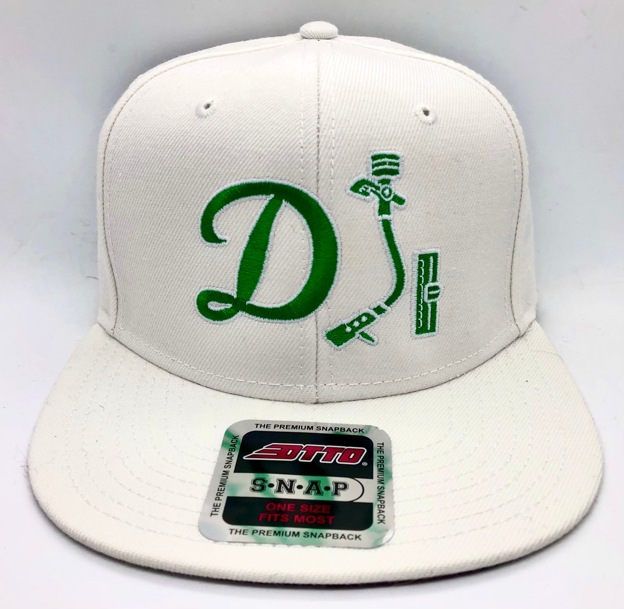 DJ Hat - White w/ Green Font
